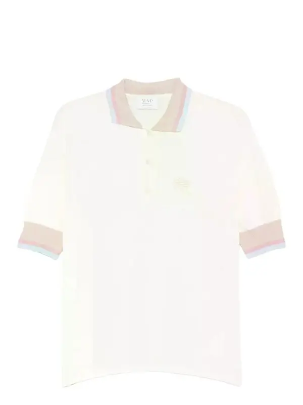 MVP WARDROBE Embroidered Striped Polo Shirt - Neutrals