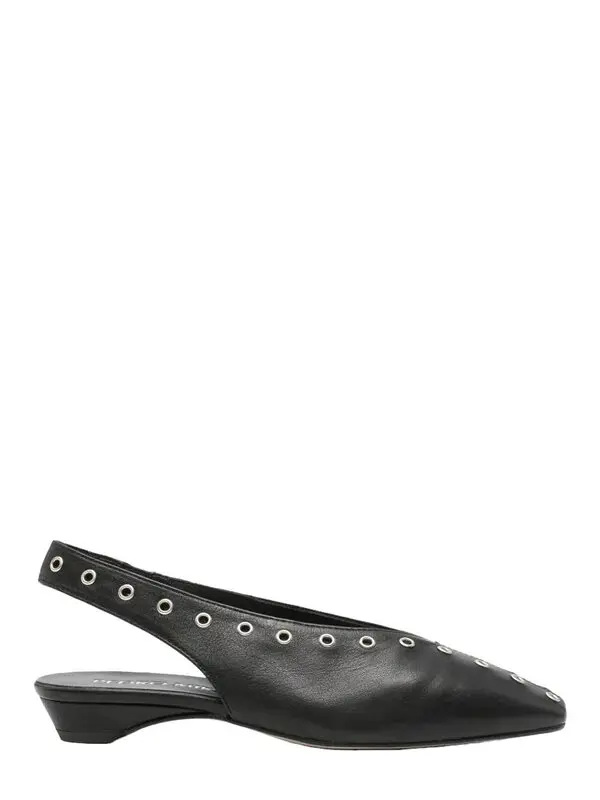 PEDRO MIRALLES Eyelet Embellishment Slingback Mules - Black