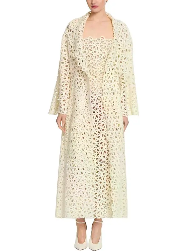 Elie Saab Macramé Coat - Neutrals