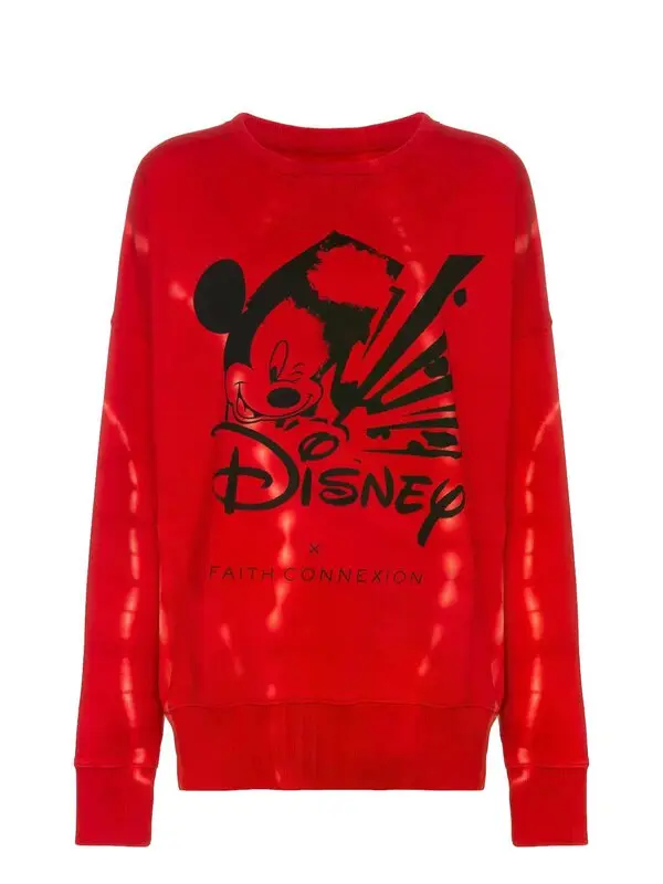 Faith Connexion Cotton Mickey Mouse Print Sweatshirt - Red