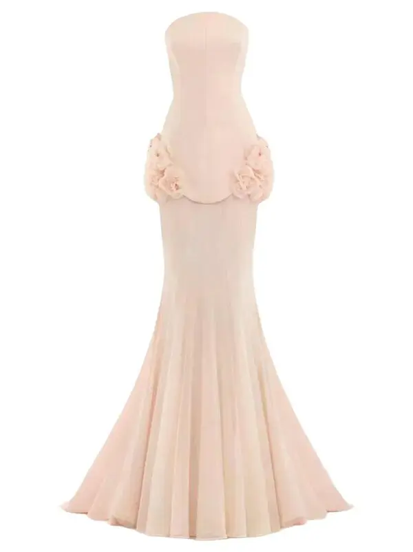 GEMY MAALOUF Strapless Mermaid-style Maxi Dress With Floral Detail - Pink