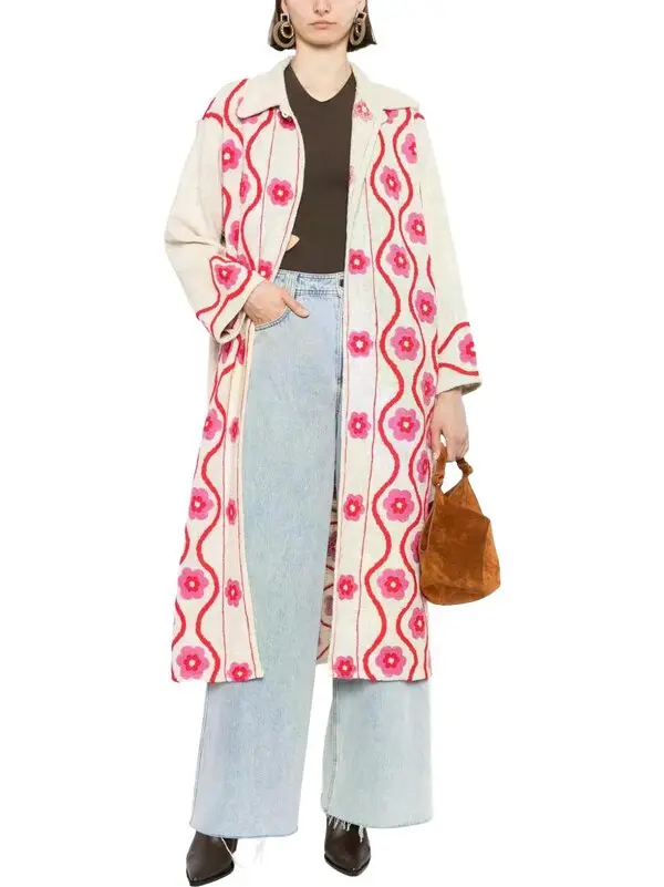 BLAKLACE Embroidered Floral Coat - Neutrals