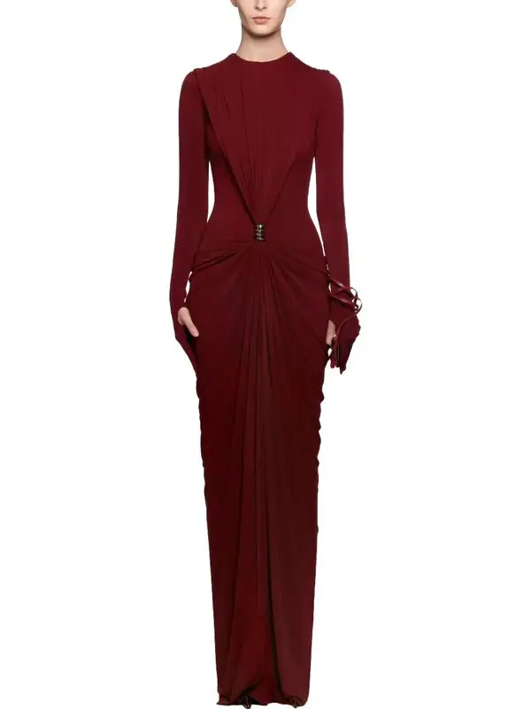 CHATS BY C.DAM Zayra Long-sleeve Draped Maxi Dress - Red