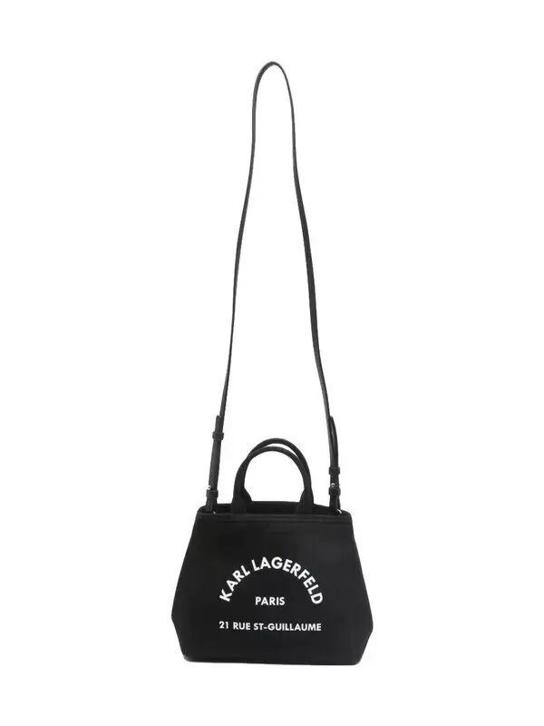 Karl Lagerfeld Logo Print Canvas Tote Bag - Black