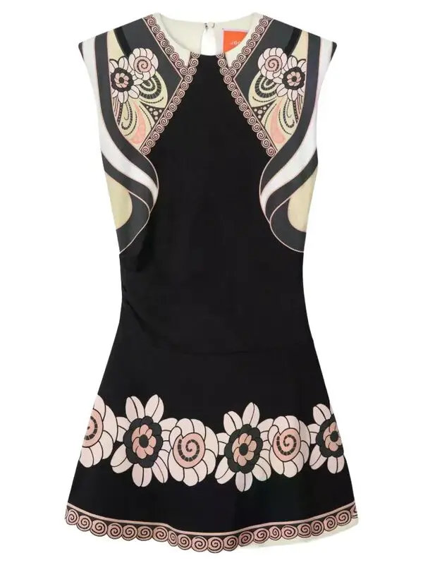 La DoubleJ Sleeveless Floral Print Mini Dress - Black