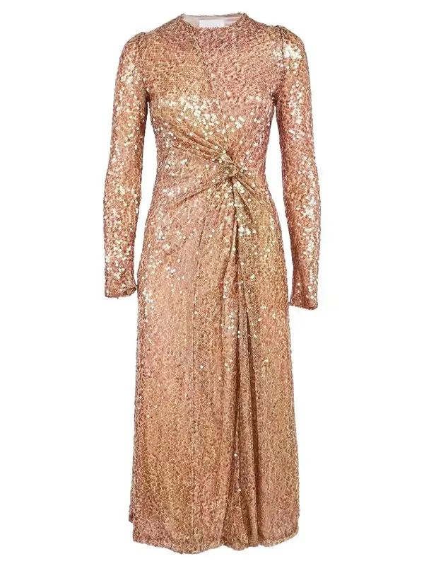 Galvan Sequin-embellished Knot-detail Dress - Neutrals
