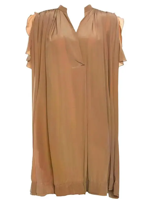 Chloé Ruffled Silk Dress - Brown