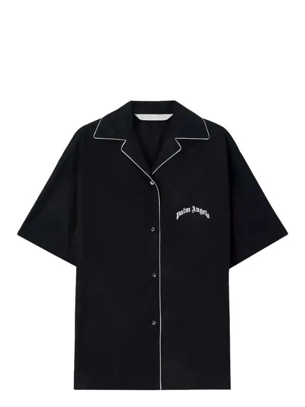 Palm Angels Curved Logo Bowling Shirt - Black