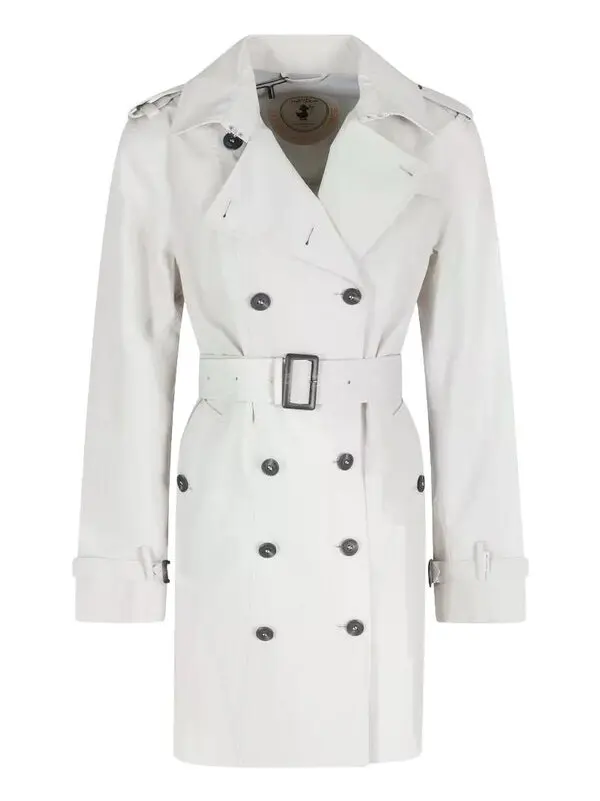 SAVE THE DUCK Double-breasted Belted Coat - Neutrals