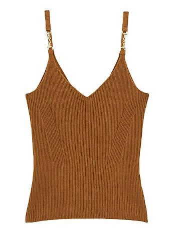 REISS X Atelier Cara Silk-blend Vest - Rust