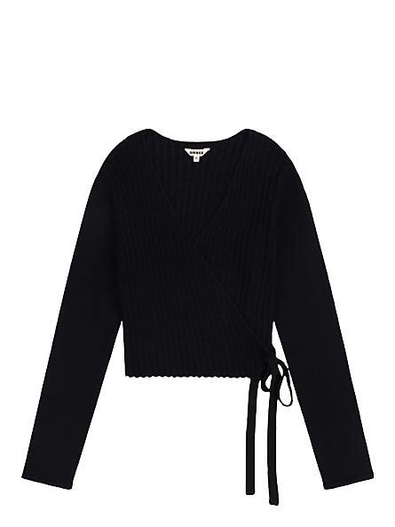 OMNES Soleil Knitted Wrap Top - Black
