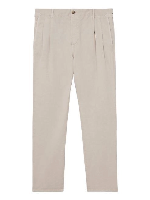 REISS Pablo Cotton And Linen-blend Trousers - Stone