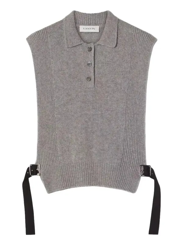 LANVIN Ribbed-trim Sleeveless Sweater - Grey