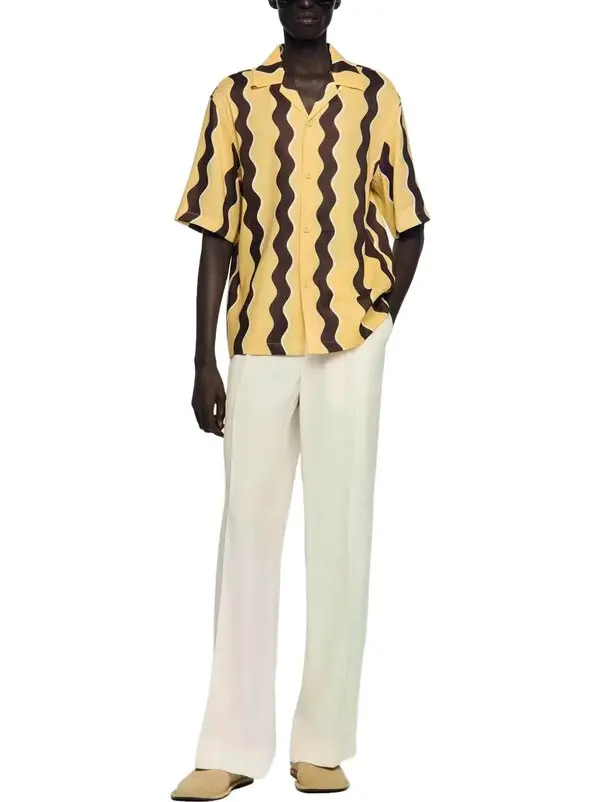 Sandro Printed Linen Shirt - Neutrals