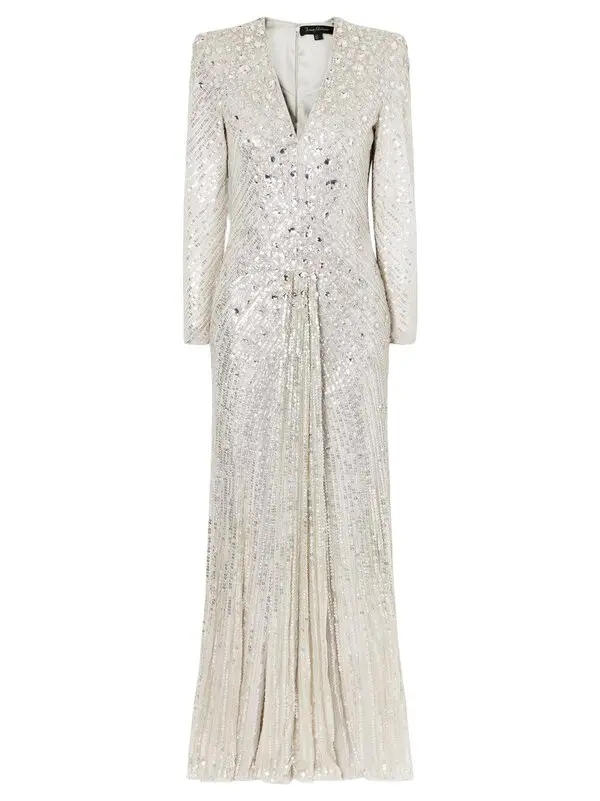 Jenny Packham Eve' Sequined Tulle Gown - Silver