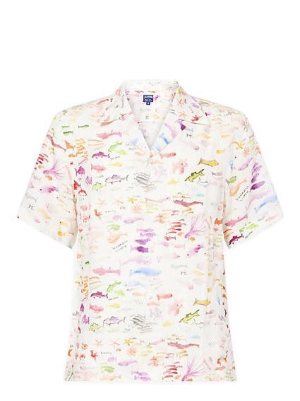 Vilebrequin Charli Fish-print Linen Shirt - Papier