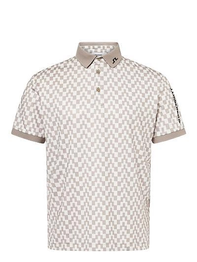 J. Lindeberg Tour Tech-print Woven Polo Shirt - Bridge Stack Brindle