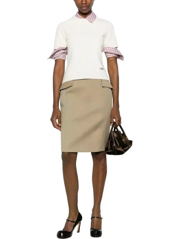 N°21 Front-pocket Mini Skirt - Neutrals