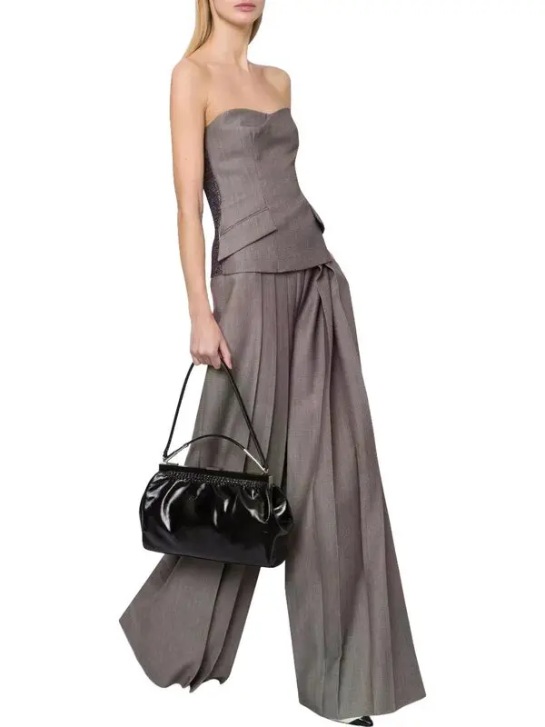 Alberta Ferretti Wool Tweed Bustier Top - Grey