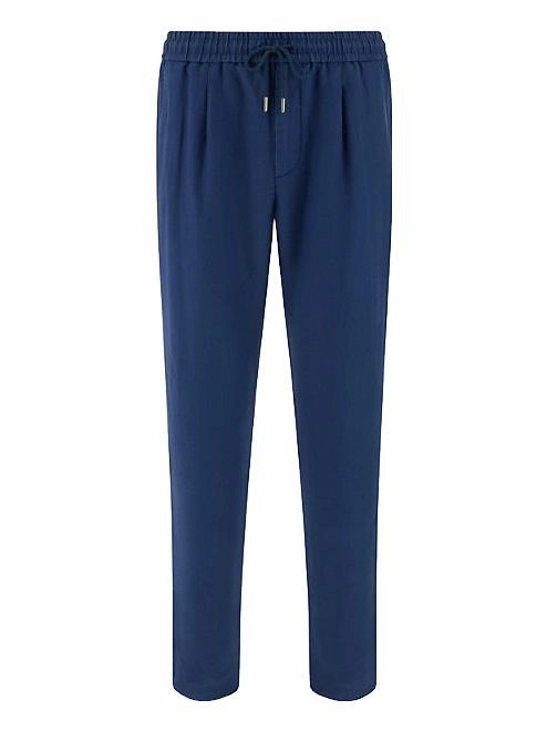 Boggi Milano City Tapered Linen Trousers - Blue