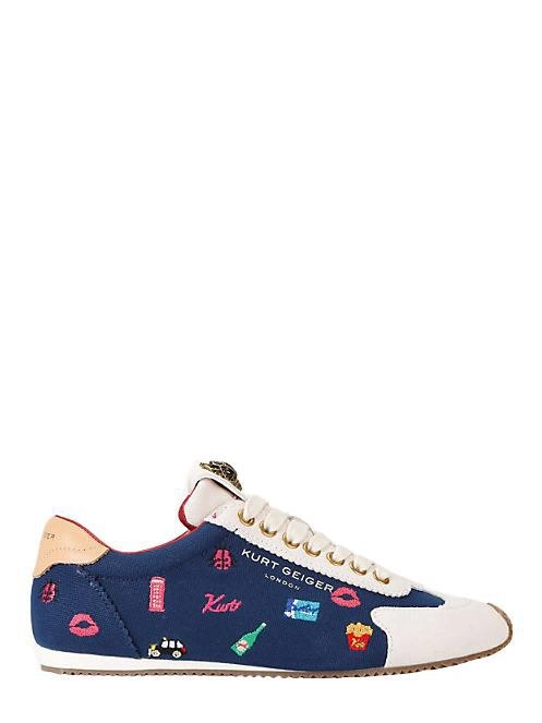 Kurt Geiger Islington Embroidered Low Top Trainers - Navy