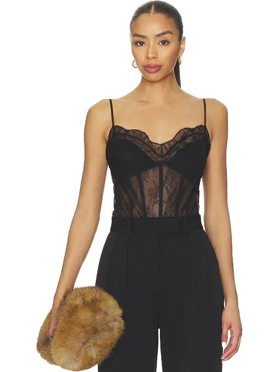 Simkhai Angelina Lace Bustier Bodysuit - Black