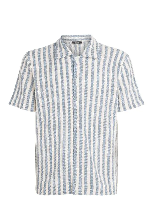 Vince Cotton-blend Beach Stripe Shirt - Blue