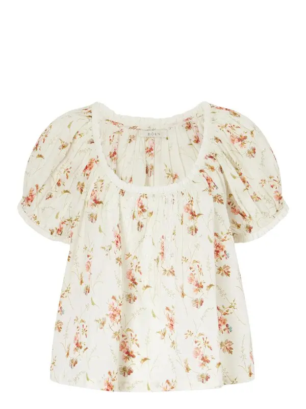 DÔEN Frederica Lace-trimmed Floral-print Organic Cotton Blouse - Multi