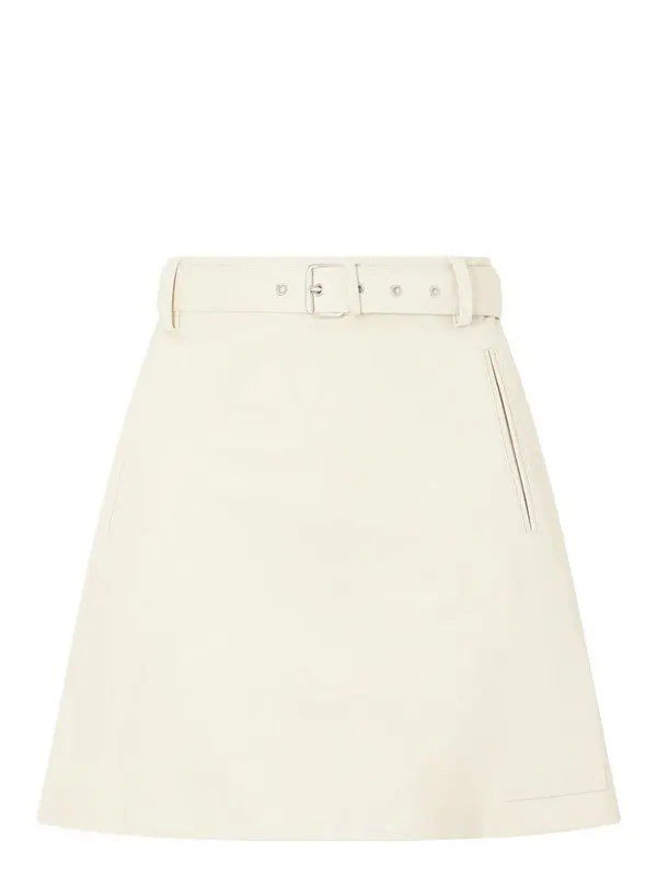 Marni Belted Leather Mini Skirt - Neutrals
