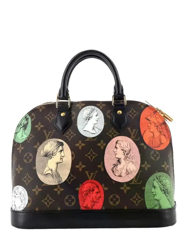 LOUIS VUITTON Alma Handbag Limited Edition Fornasetti Cameo Monogram Canvas Pm Satchel - Brown