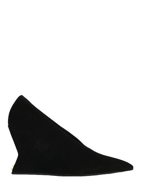 Balmain Suede Wedge Pump In Noir In . Also - Black