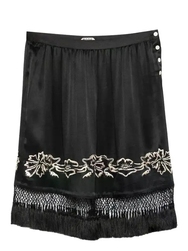 BODE Phantasm Fringed-trim Embroidered Mini Skirt - Black