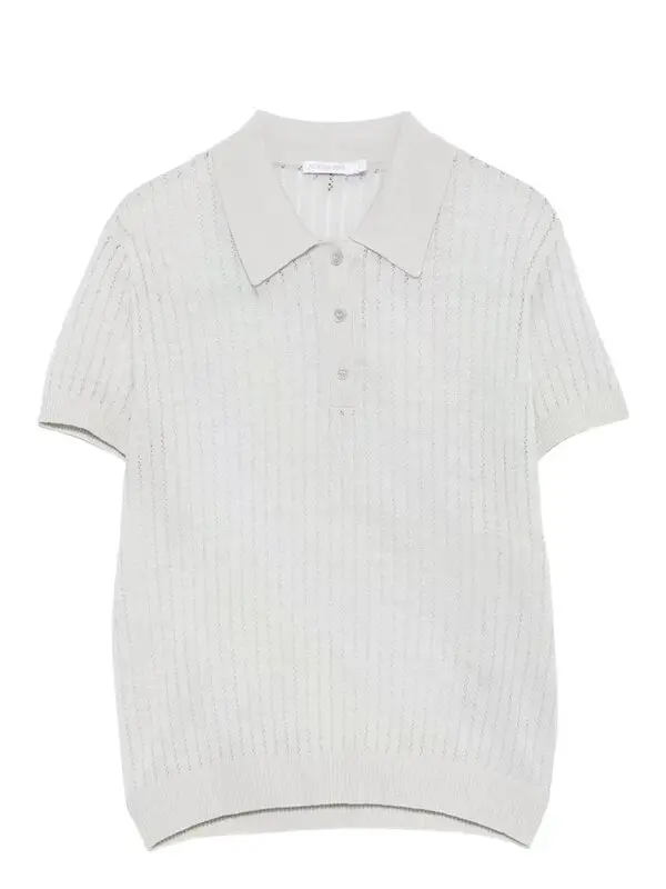 Patrizia Pepe Knitted Polo Shirt With Button Fastening - Grey