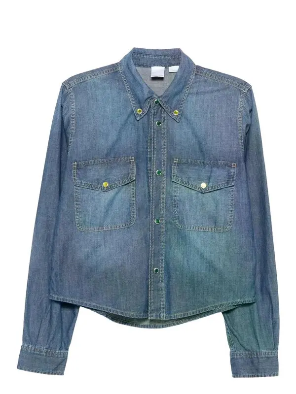 Pinko Denim Shirt With Buttoned Cuffs And Chest Pockets - Blue