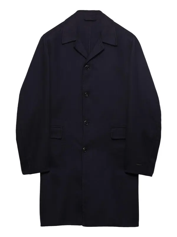 Prada Single-breasted Wool And Silk Coat - Navy
