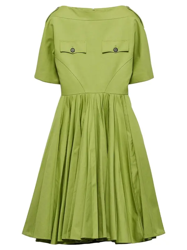 Prada Fit And Flare Boat Neck Dress - Fern Green