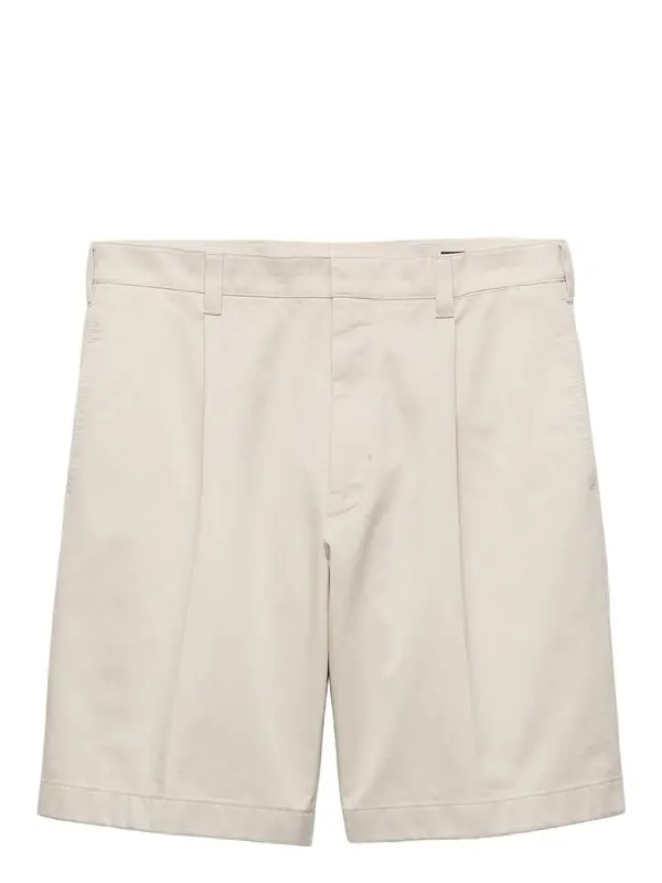 Prada Cotton Bermuda Shorts With Distressed Finish - Limestone