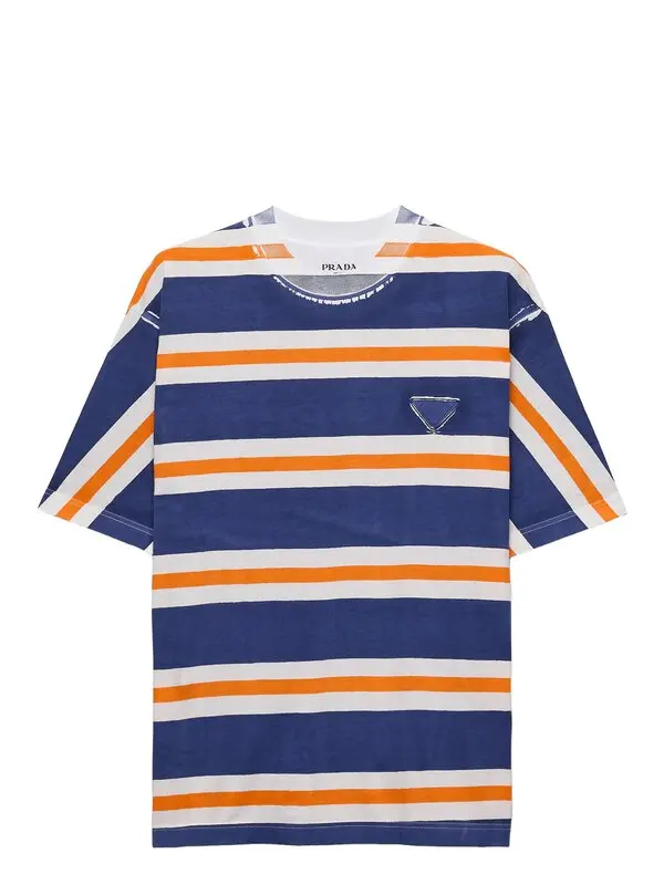 Prada Printed Cotton T-shirt - Ink/orange