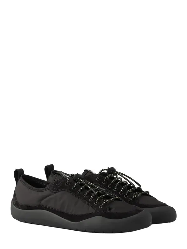 Prada Speedrock Re-nylon And Suede Lace-up Sneakers - Black