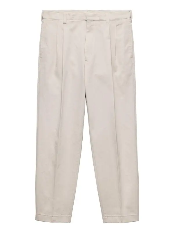 Prada Cotton Wide-leg Trousers With Vintage Finish - Limestone