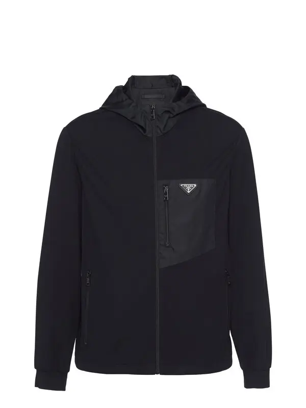 Prada Technical Cotton And Re-nylon Cardigan - Black