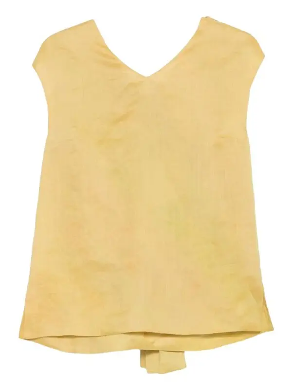 Max Mara Sleeveless V-neck Top With Rear Tie Fastening - Yellow