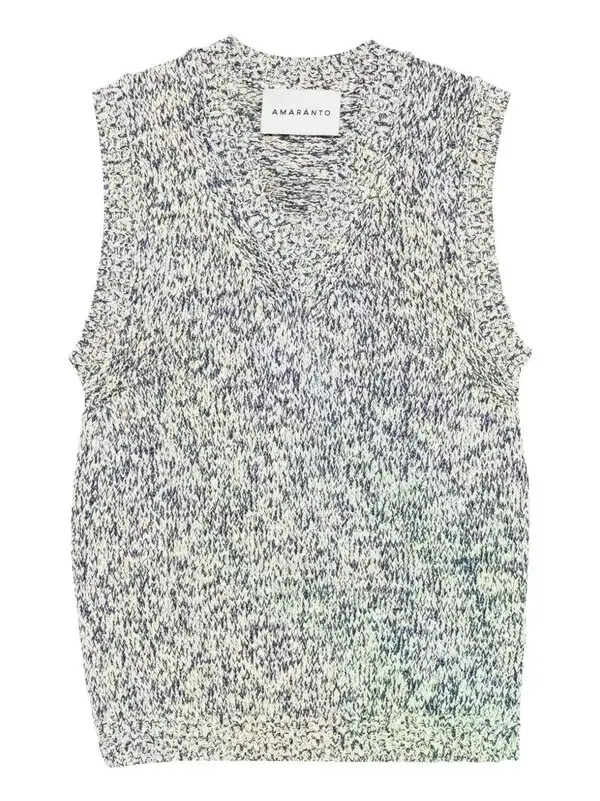 AMARANTO Marl Effect V-neck Vest - Neutrals