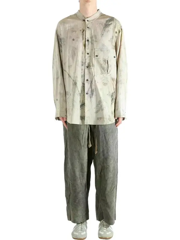 ZIGGY CHEN Abstract-print Cotton Shirt - Neutrals
