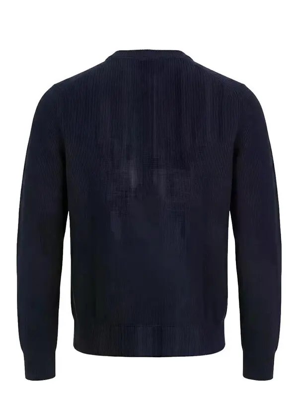 BOSS Ribbed Knit Logo Plaque Sweater - Blue