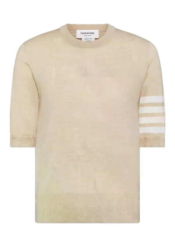 Thom Browne 4-bar Stripe Detail T-shirt - Neutrals