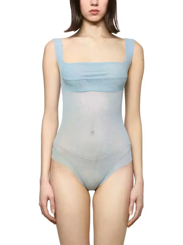 ATU BODY COUTURE Square Neck Mesh Bodysuit - Blue