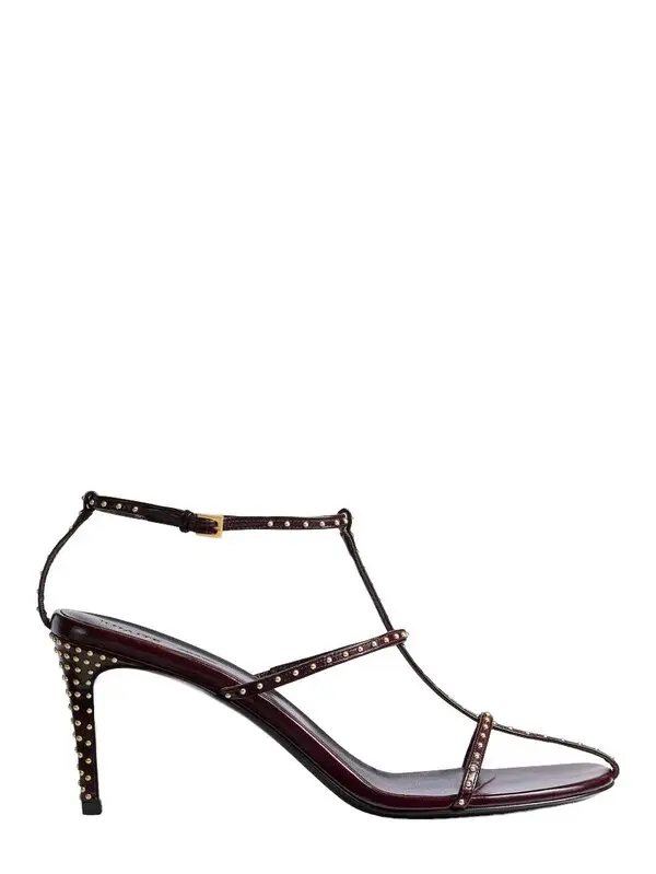Khaite Embellished Patent Calfskin Cage Sandals - Red