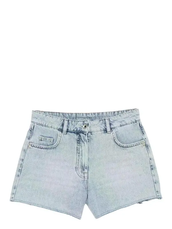 Patrizia Pepe Denim Shorts With Frayed Hem - Blue