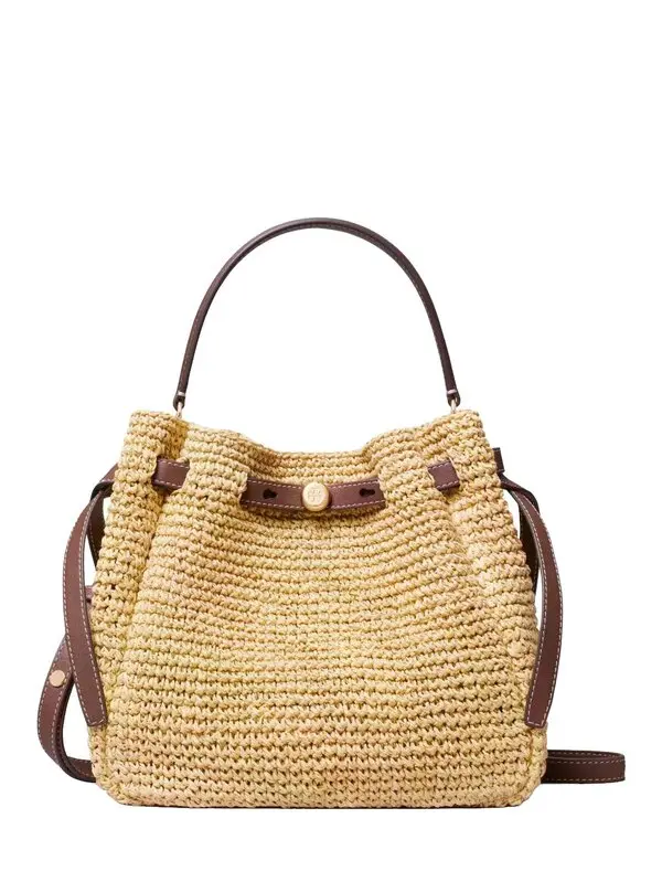 Tory Burch Romy Woven Bucket Bag In Raffia - Neutrals